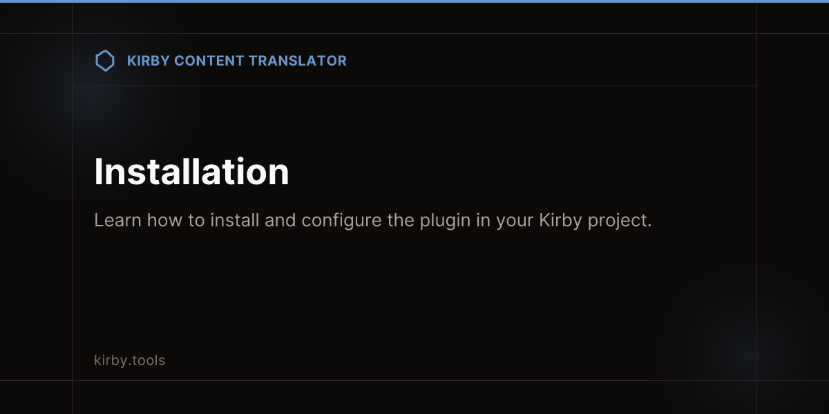 Installation – Kirby Content Translator